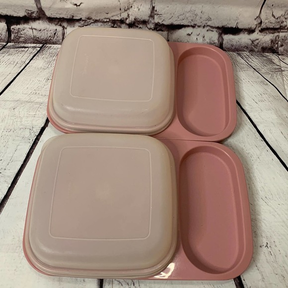 Tupperware | Kitchen | Vintage Tupperware Pink Lunch Trays With Lids ...